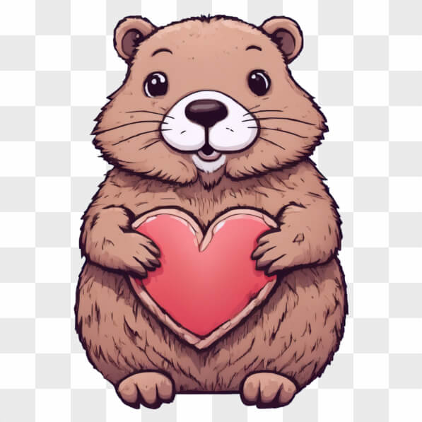 Download Cute Groundhog Holding a Heart Cartoons Online - Creative Fabrica