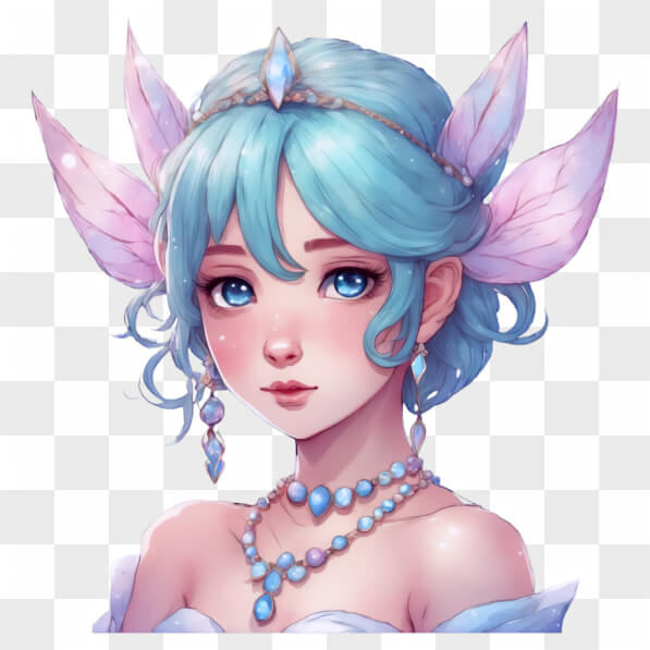 Scarica Illustrazione di un personaggio fantasy con capelli blu e ...