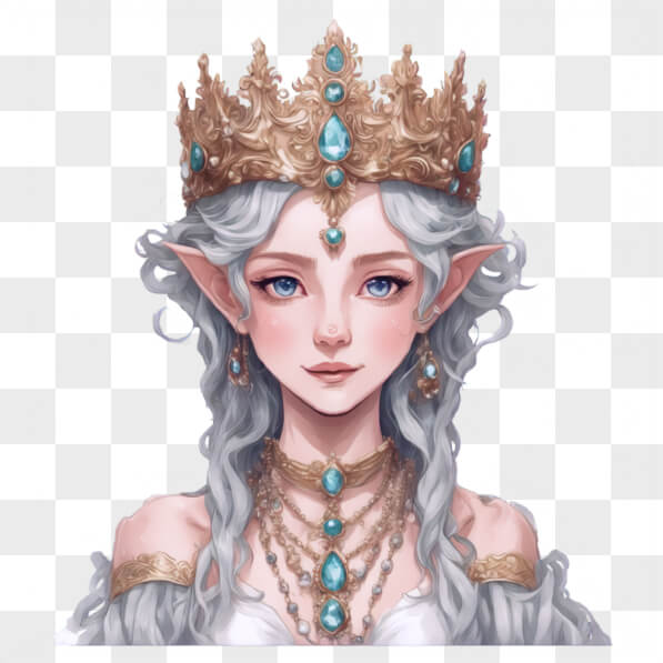 Download Elven Queen with Turquoise Crown Cartoons Online - Creative ...