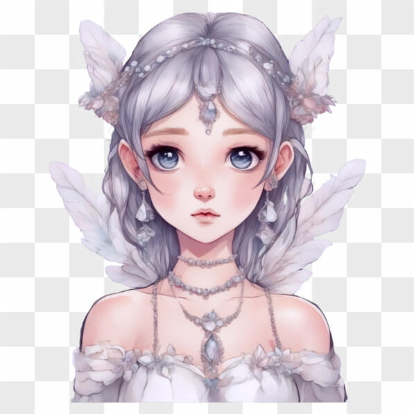 Download Fantasy Character with Silver Hair and Wings Cartoons Online ...