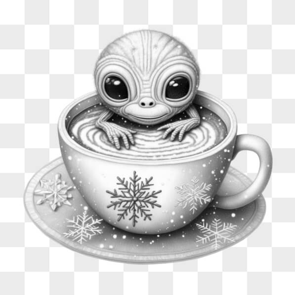 Download Alien in a Cup of Hot Beverage Sketches Online - Creative Fabrica