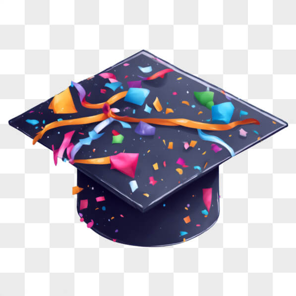 Download Colorful Graduation Cap with Confetti and Ribbons Cartoons ...