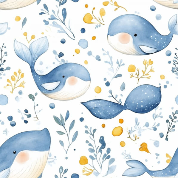Download Whimsical Blue Whales Pattern Patterns Online - Creative Fabrica
