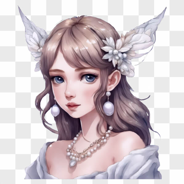 Download Ethereal Animated Character with Floral Accents Cartoons ...