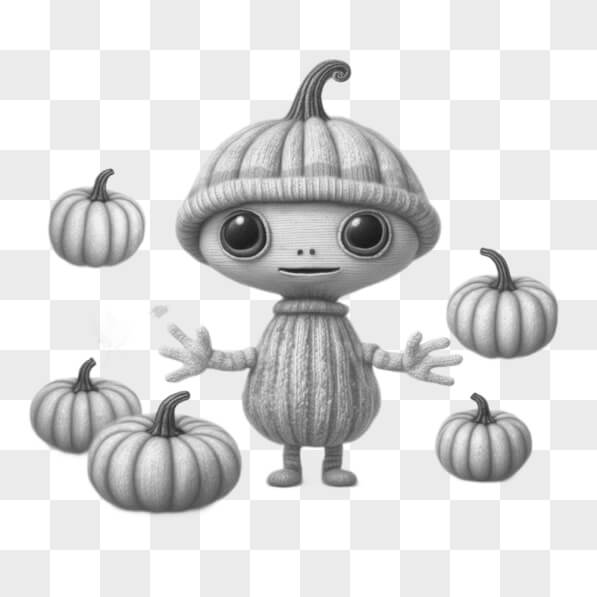 Download Grappig pompoenfiguur te midden van pompoenen Schetsen online ...