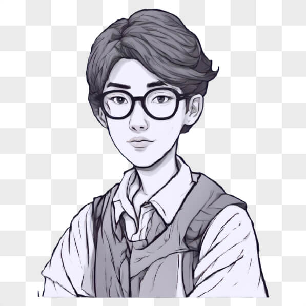 Descarga Retrato estilizado de una persona joven Cartoons En Línea - Creative Fabrica