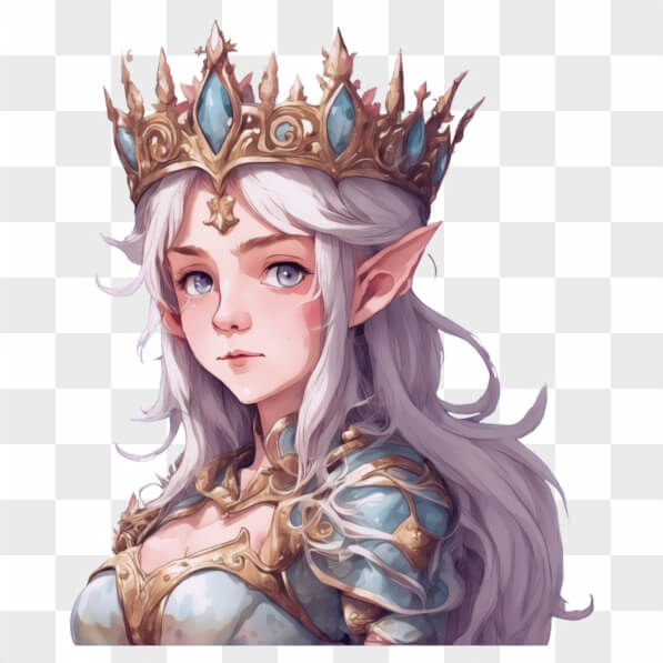 Download Elven Queen in Ornate Armor Cartoons Online - Creative Fabrica