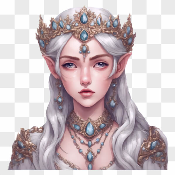 Download Elf Queen with Silver Hair and Crown Cartoons Online ...