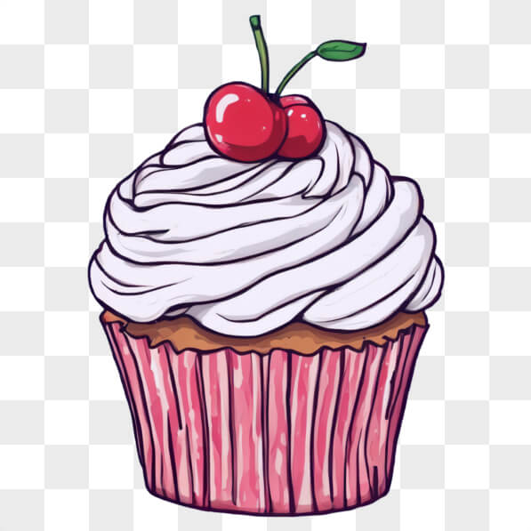 Download Delicious Cupcake with Frosting and Cherries Cartoons Online ...