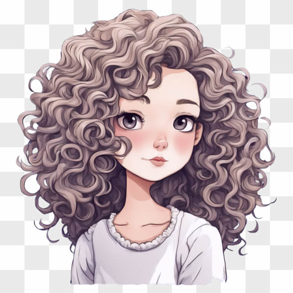 Download Stylized Illustration of a Girl with Curly Hair Cartoons ...