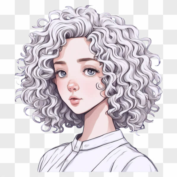 Download Stylized Illustration of a Young Girl with Curly Hair Cartoons ...