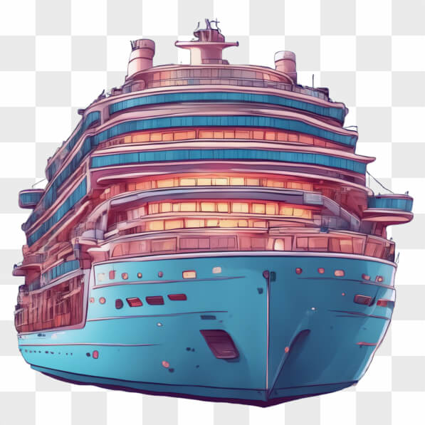 Download Cruise Ship in Vibrant Blue with Warm Lighting Cartoons Online ...