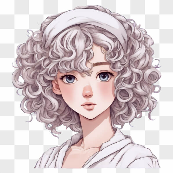 Descarga Retrato estilizado de una joven con cabello rizado Cartoons En Línea - Creative Fabrica