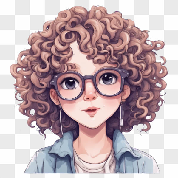 Download Stylized Illustration of a Young Girl with Curly Hair Cartoons ...