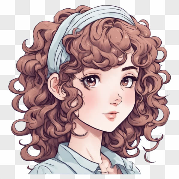 Descarga Retrato de una joven con cabello rizado Cartoons En Línea - Creative Fabrica