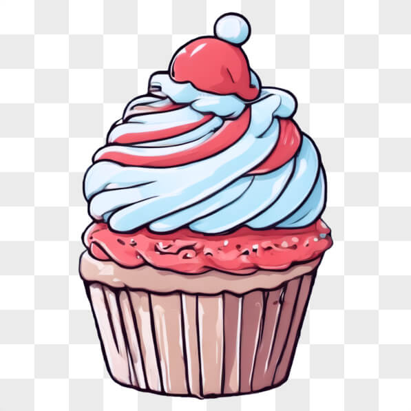 Download Decorated Cupcake with Blue and Red Frosting Cartoons Online ...
