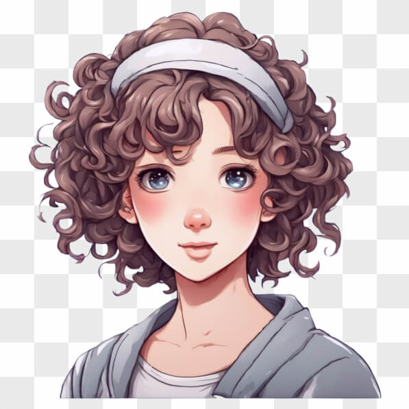 Descarga Retrato de una niña joven con cabello rizado Cartoons En Línea - Creative Fabrica