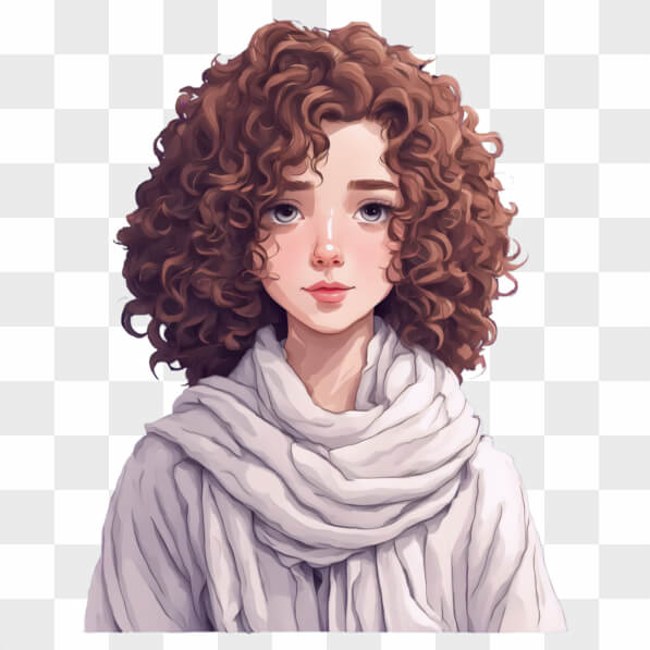 Descarga Retrato de una niña joven con cabello rizado Cartoons En Línea - Creative Fabrica