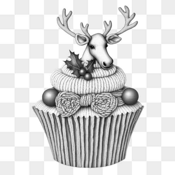 Download Whimsical Holiday Cupcake with Reindeer Sketches Online ...