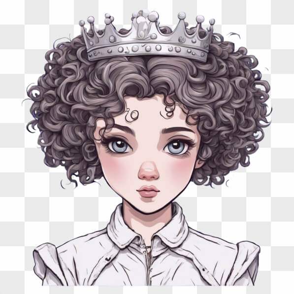 Descarga Retrato estilizado de una niña con corona Cartoons En Línea - Creative Fabrica