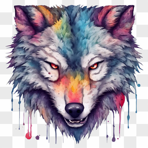 Download Colorful Wolf Head Art Cartoons Online - Creative Fabrica