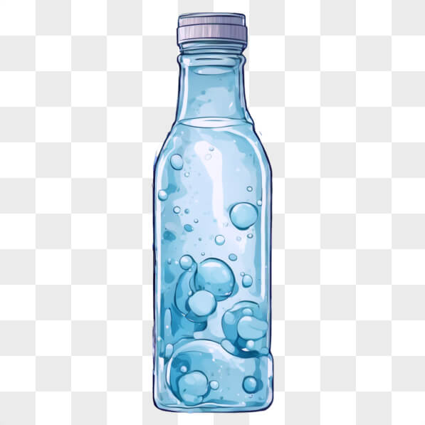 Download Clear Glass Bottle with Blue Water and Bubbles Cartoons Online ...