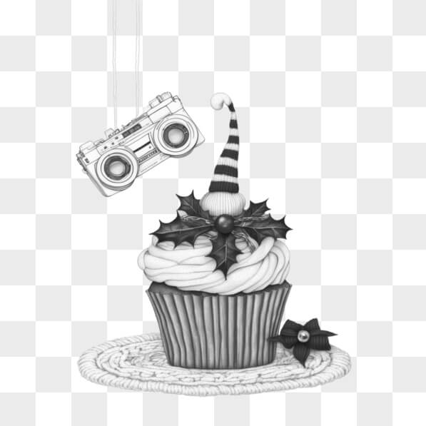 Download Whimsical Cupcake with Vintage Camera Sketches Online ...