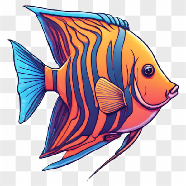 Download Stylized Fish with Orange and Blue Stripes Cartoons Online ...