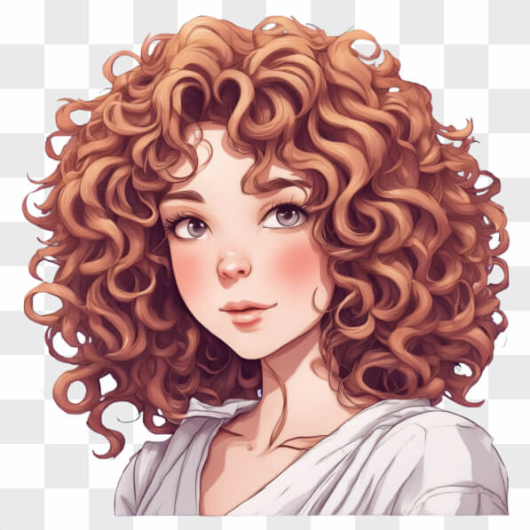 Descarga Retrato de una joven con cabello rizado Cartoons En Línea - Creative Fabrica
