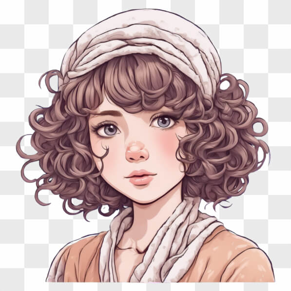 Download Illustration of a Young Girl with Curly Hair Cartoons Online ...