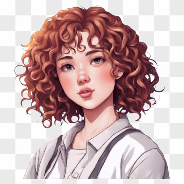 Descarga Retrato de una joven con cabello rizado Cartoons En Línea - Creative Fabrica