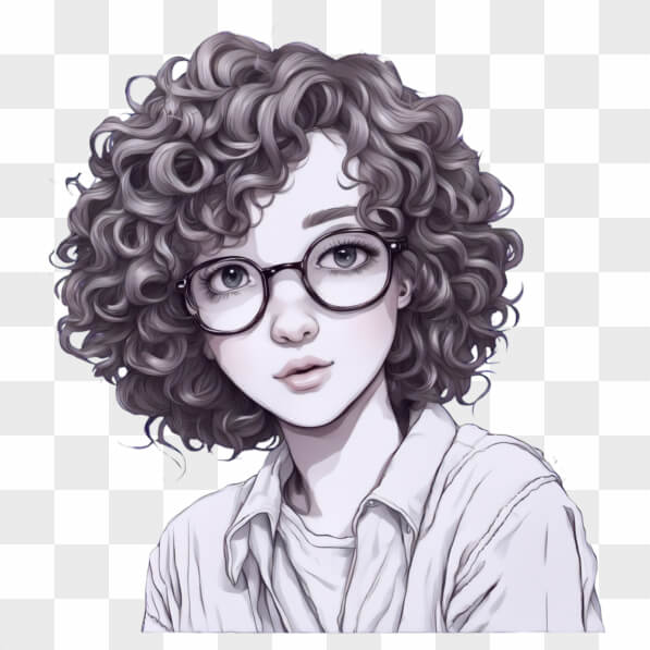 Descarga Retrato estilizado de una chica de cabello rizado con gafas Cartoons En Línea ...