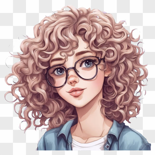 Descarga Retrato de una niña joven con cabello rizado Cartoons En Línea - Creative Fabrica