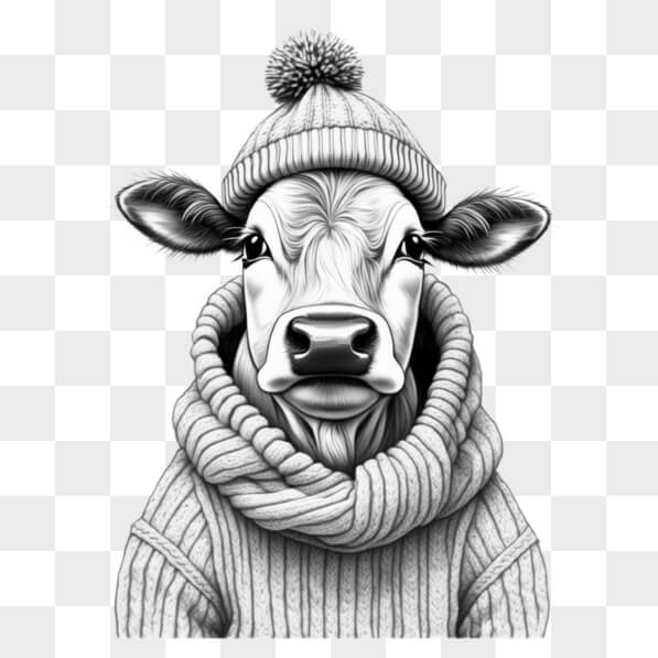 Download Whimsical Cow in Sweater and Hat Sketches Online - Creative ...