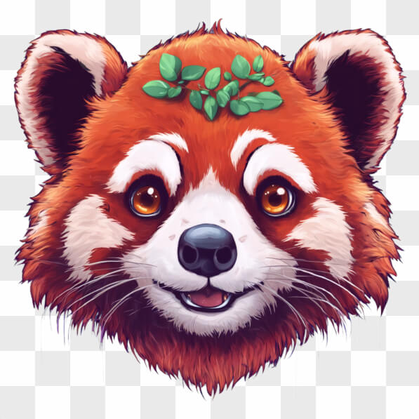 Download Cute Red Panda with Leaves on Head Cartoons Online - Creative ...
