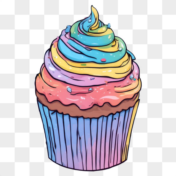 Download Colorful Cupcake with Frosting Cartoons Online - Creative Fabrica