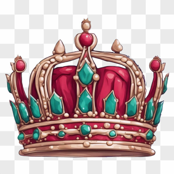 Download Royal Crown with Red Velvet and Green Gemstones Cartoons ...