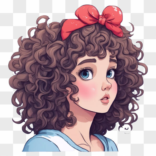 Descarga Retrato caprichoso de una niña con cabello rizado y moño Cartoons En Línea - Creative ...