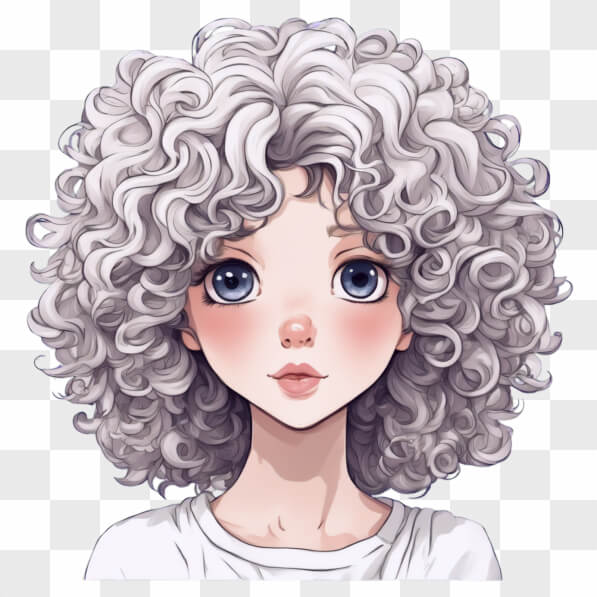 Download Stylized Portrait of a Girl with Curly Hair Cartoons Online ...