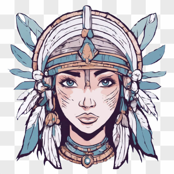 Download Stylized Illustration of a Female Character with Headdress ...