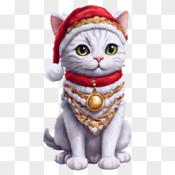 Descarga Gato blanco festivo con sombrero de Santa Cartoons En Línea ...