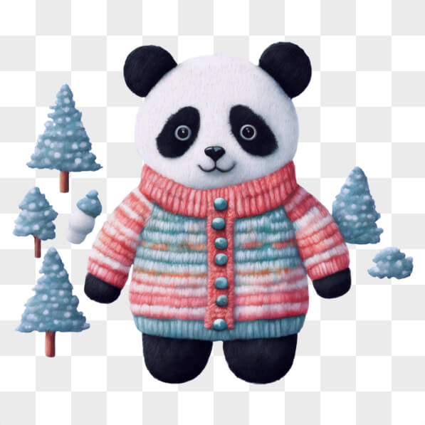 Download Cute Animated Panda in Sweater with Trees and Clouds Cartoons ...