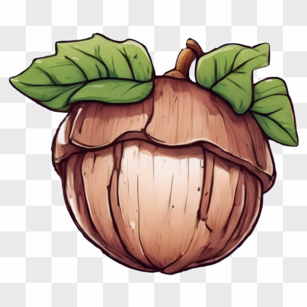 Download Stylized Nut with Leaves Cartoons Online - Creative Fabrica