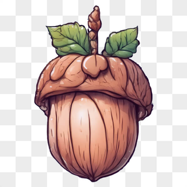 Download Stylized Acorn with Leaves Cartoons Online - Creative Fabrica