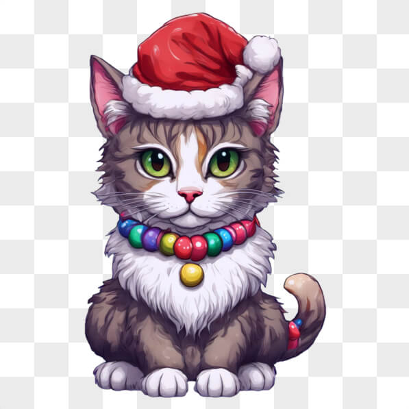 Descarga Gato de dibujos animados festivo con sombrero de Santa ...
