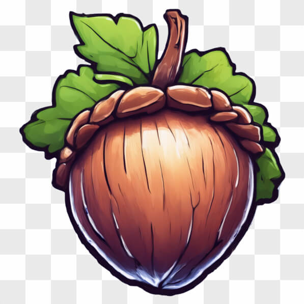 Download Stylized Acorn with Leaves Cartoons Online - Creative Fabrica
