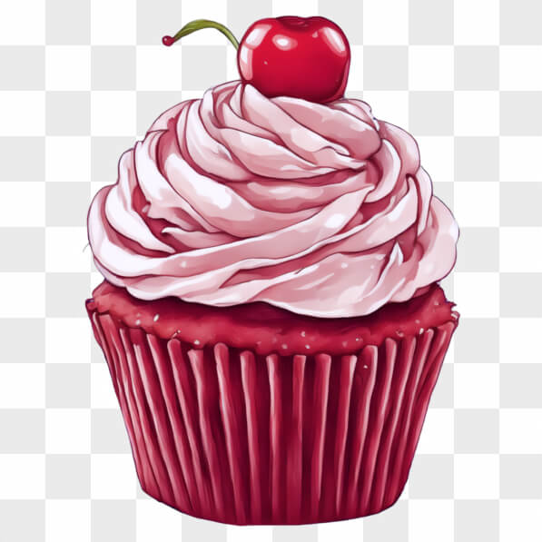 Download Red Velvet Cupcake with Cherry Cartoons Online - Creative Fabrica
