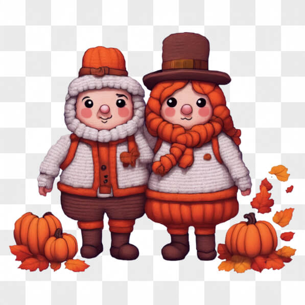 Download Cute Autumn Characters with Pumpkins and Leaves Cartoons ...