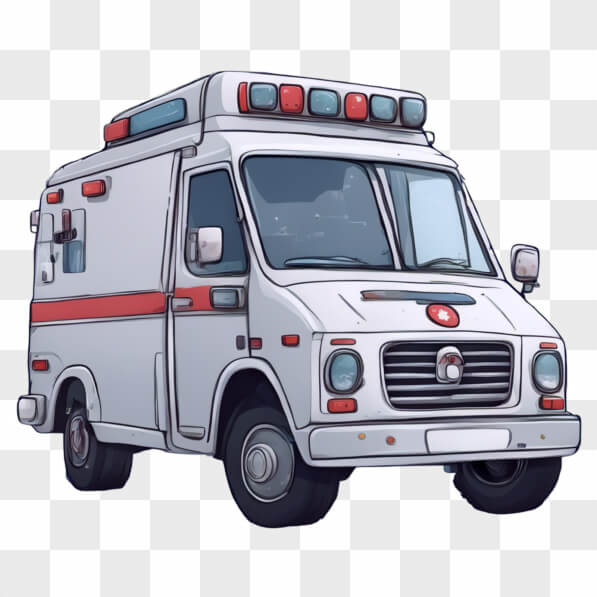 Download Ambulance with Emergency Lights Cartoons Online - Creative Fabrica