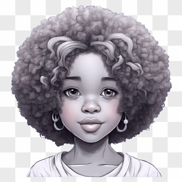 Descarga Retrato de una joven con cabello rizado Cartoons En Línea - Creative Fabrica